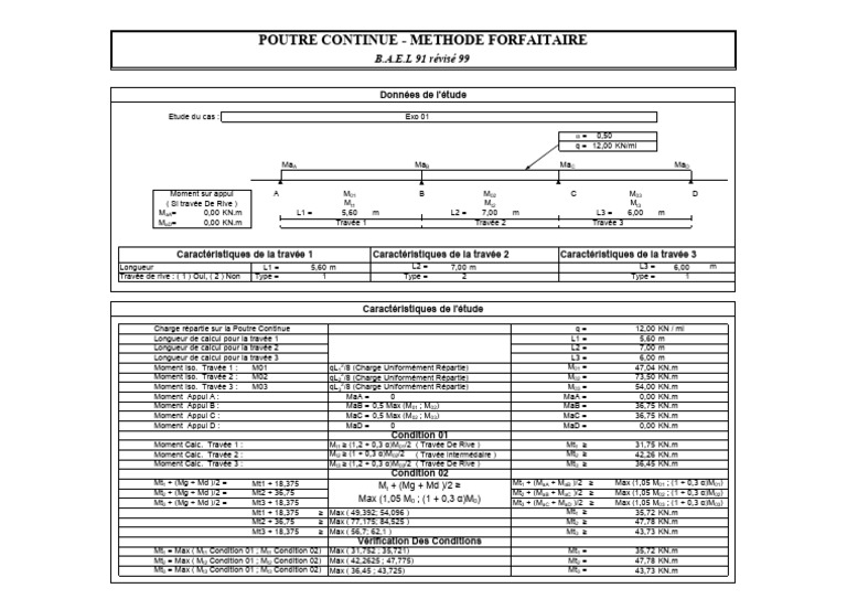 Poutre Continue : Méthode Forfaitaire | PDF