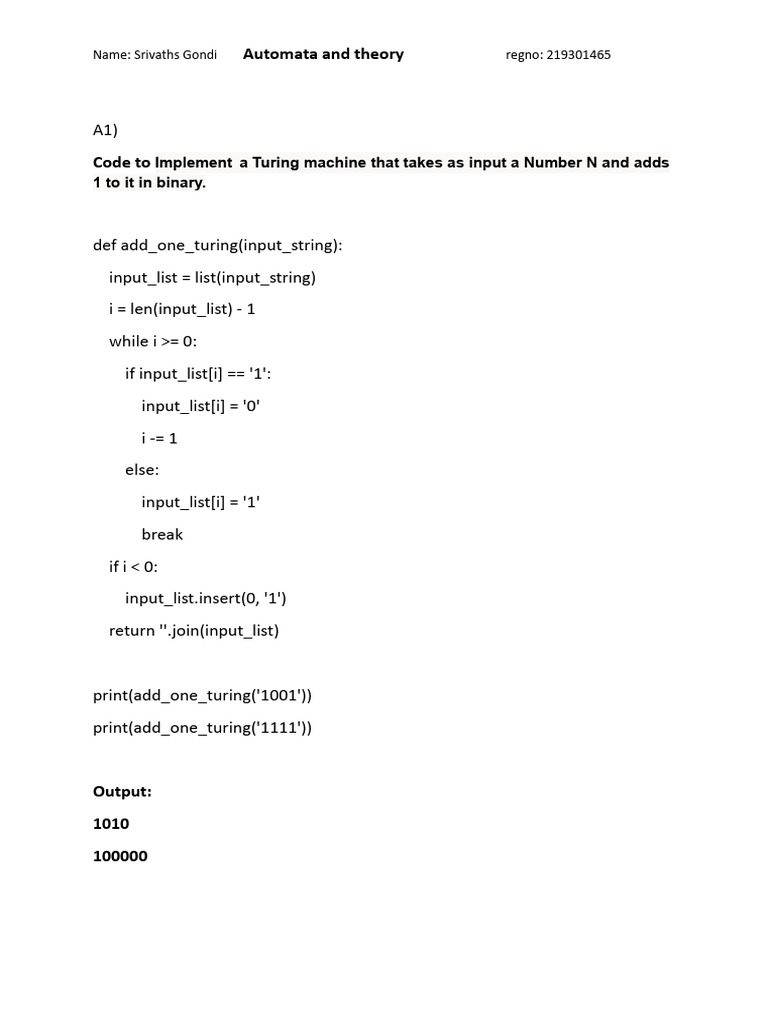 Srivaths 219301465 Automata | PDF | Teaching Methods & Materials | Computers