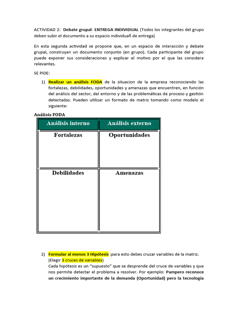 Consigna Actividad 2 | PDF | Análisis FODA | Economias
