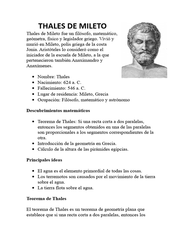 Tales de Mileto Biografía | PDF
