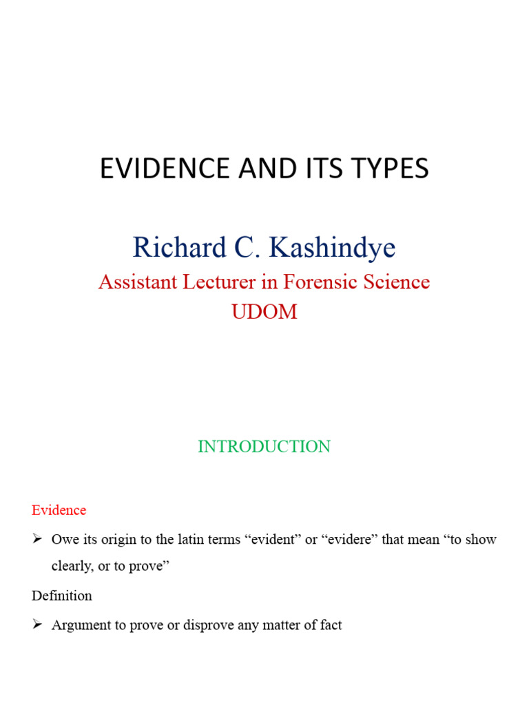 Types of Evidence in Forensic Science | PDF | Crime Scene ...