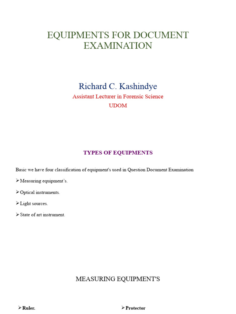 Equipments For Document Examination Module II | PDF | Light | Infrared