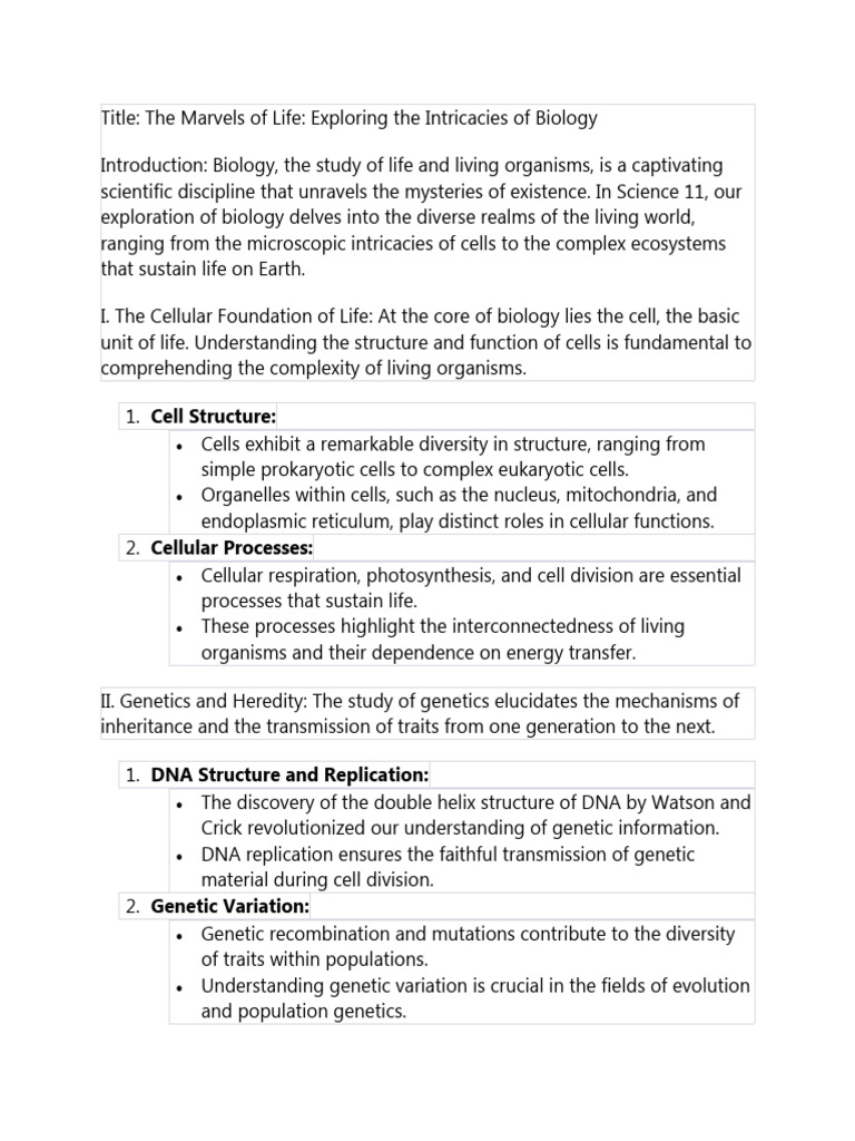 Exploring The Intricacies of Biology | PDF | Biology | Life