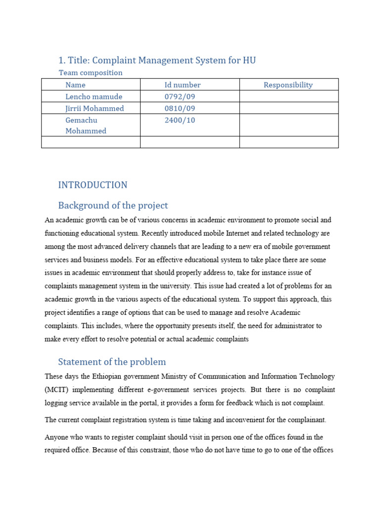 Complain Management System For Hu | PDF | E Government | Computing
