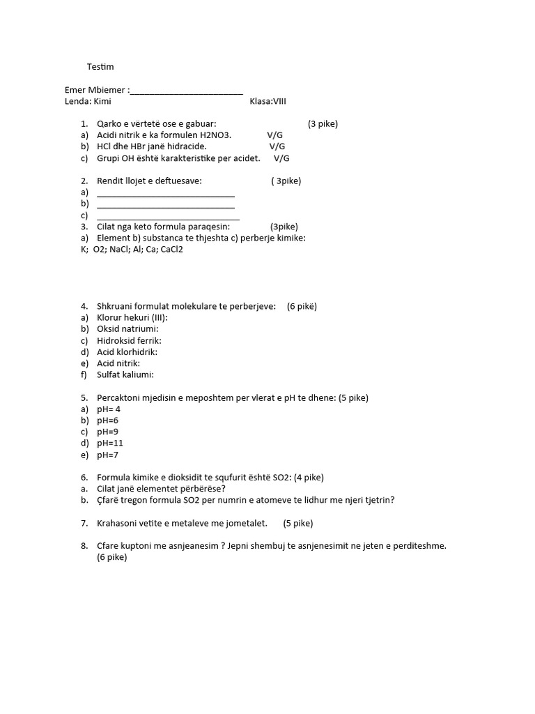 Test Kimi 8 BL | PDF