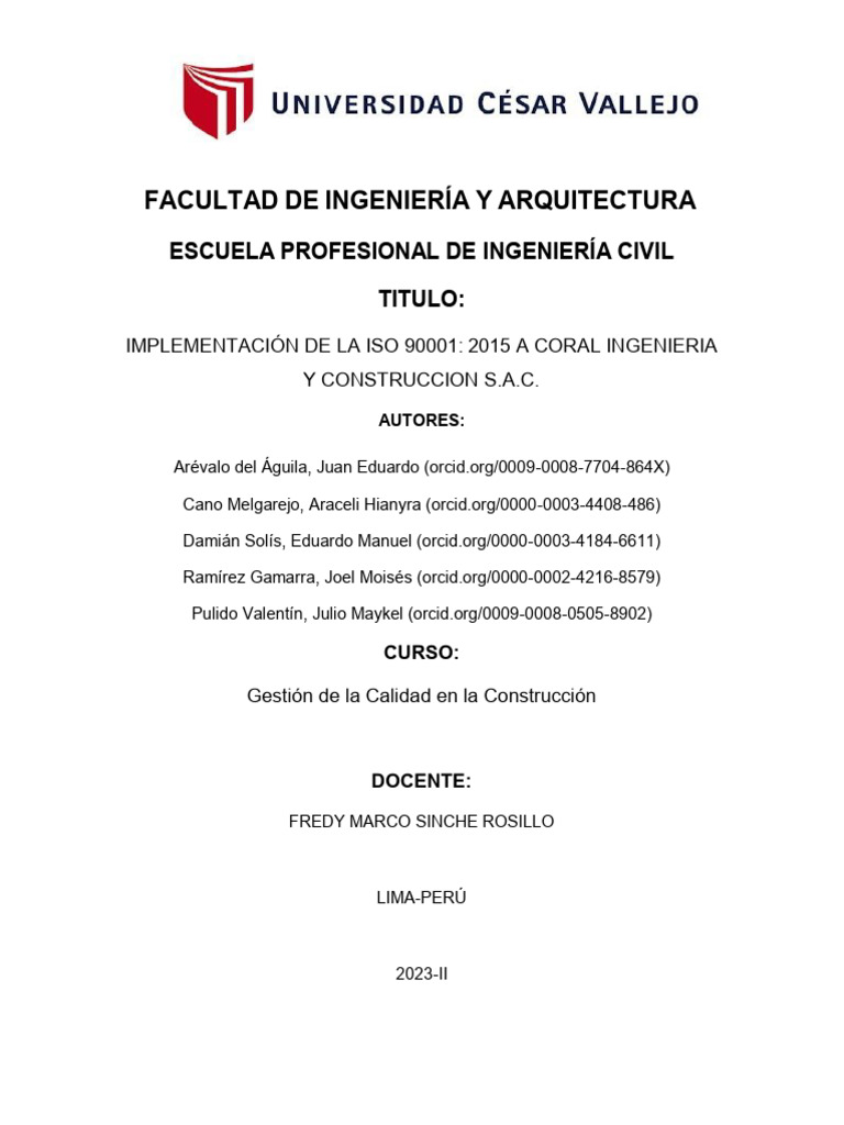 Informe de La Iso 9001 | PDF | Calidad (comercial) | Sistema de manejo ...