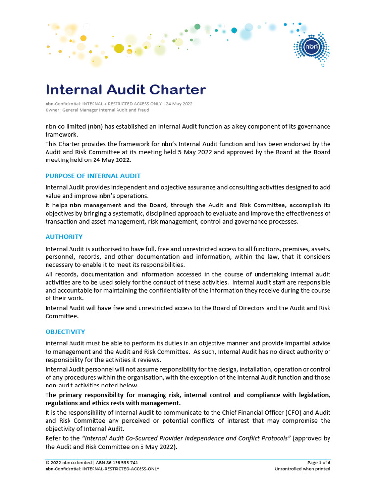 Internal Audit Charter 20220524 | PDF | Internal Audit | Audit