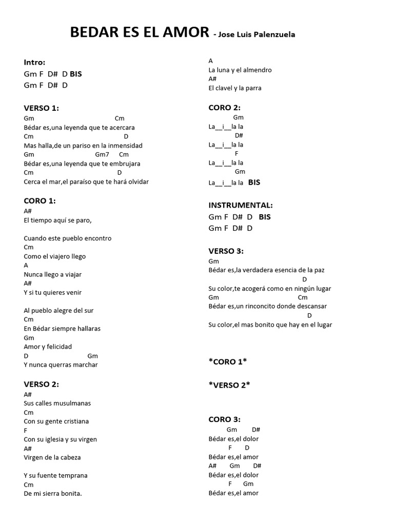 Bedar Es El Amor (Letra y Acordes) 2 | PDF