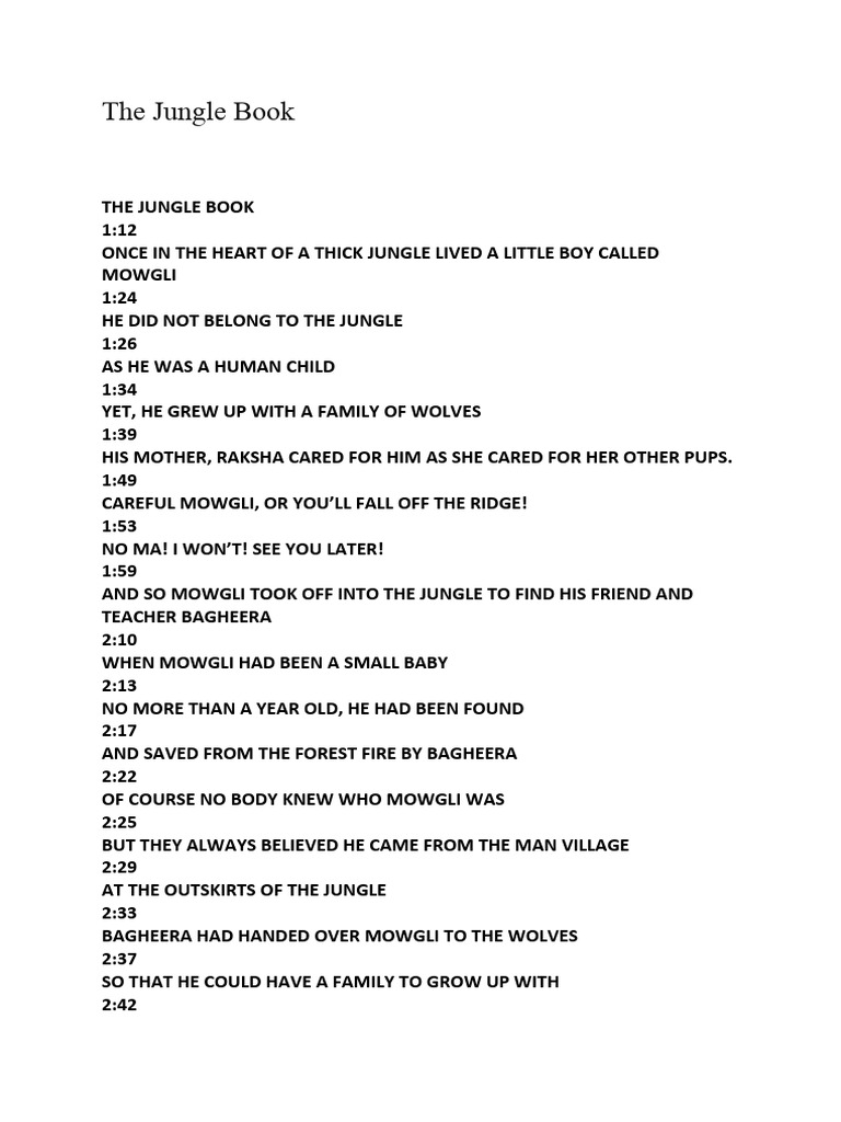 The Jungle Book | PDF | Bagheera | Baloo