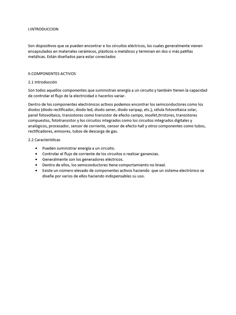 Componentes Activos en Circuitos Eléctricos | PDF | Componente ...