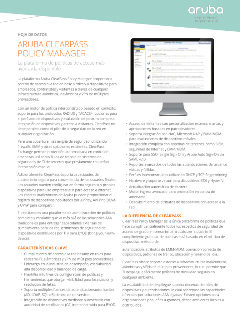 DS ClearPass PolicyManager | PDF | Red privada virtual | Directorio Activo