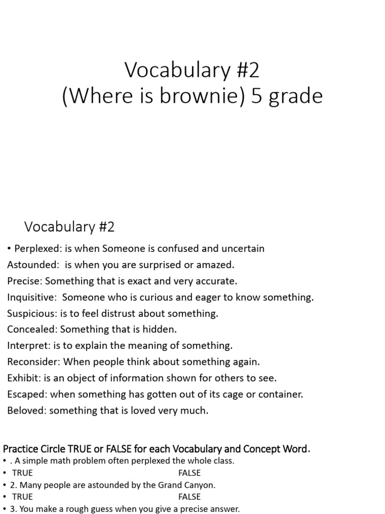 Vocabulary Definitions for Grade 5 | PDF | Wellness