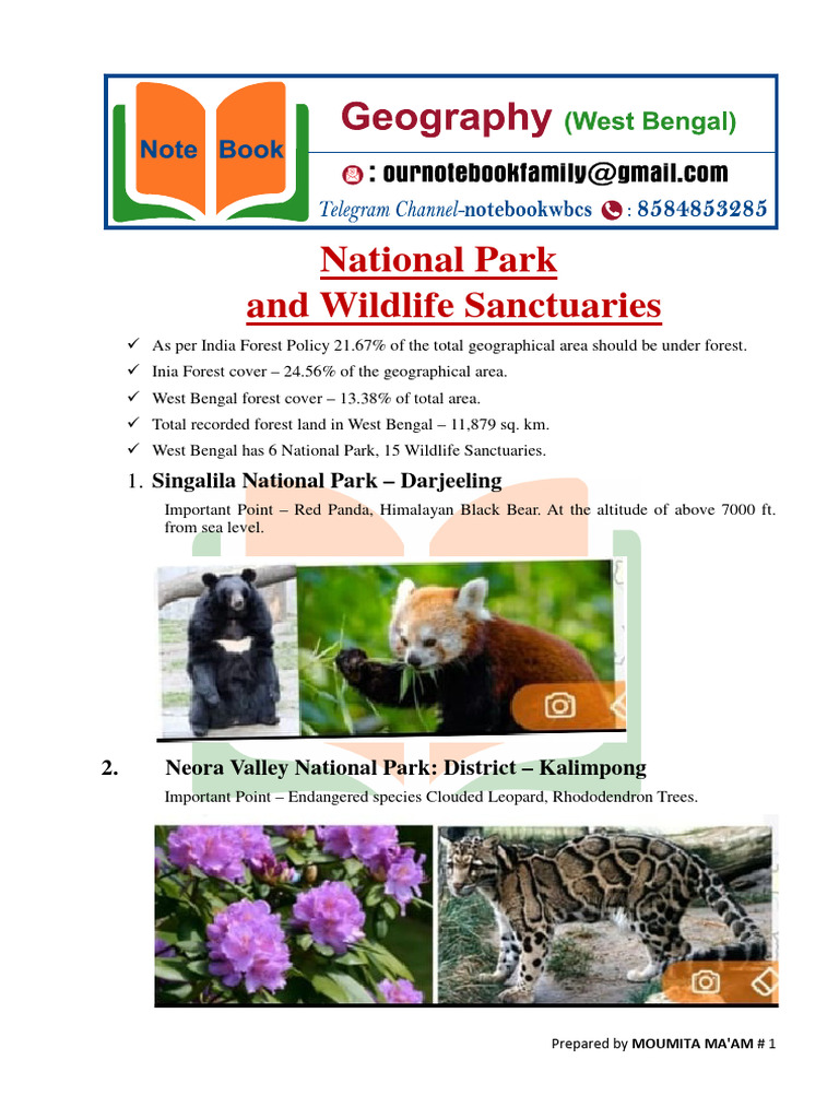 National Park and Wildlife Sanctuaries | PDF | Wildlife | Natural ...