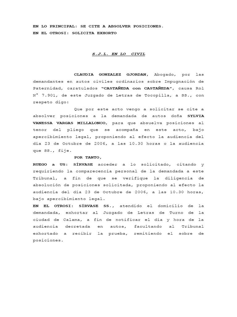 Absolución de Posiciones | PDF | Derecho