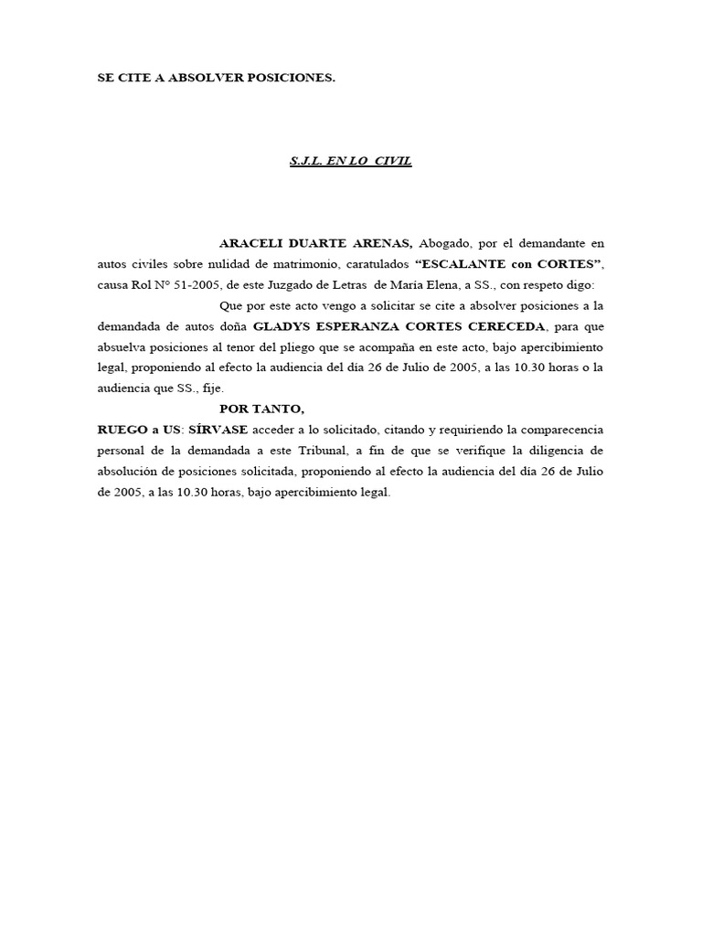 Absolución de Posiciones Nulidad | PDF