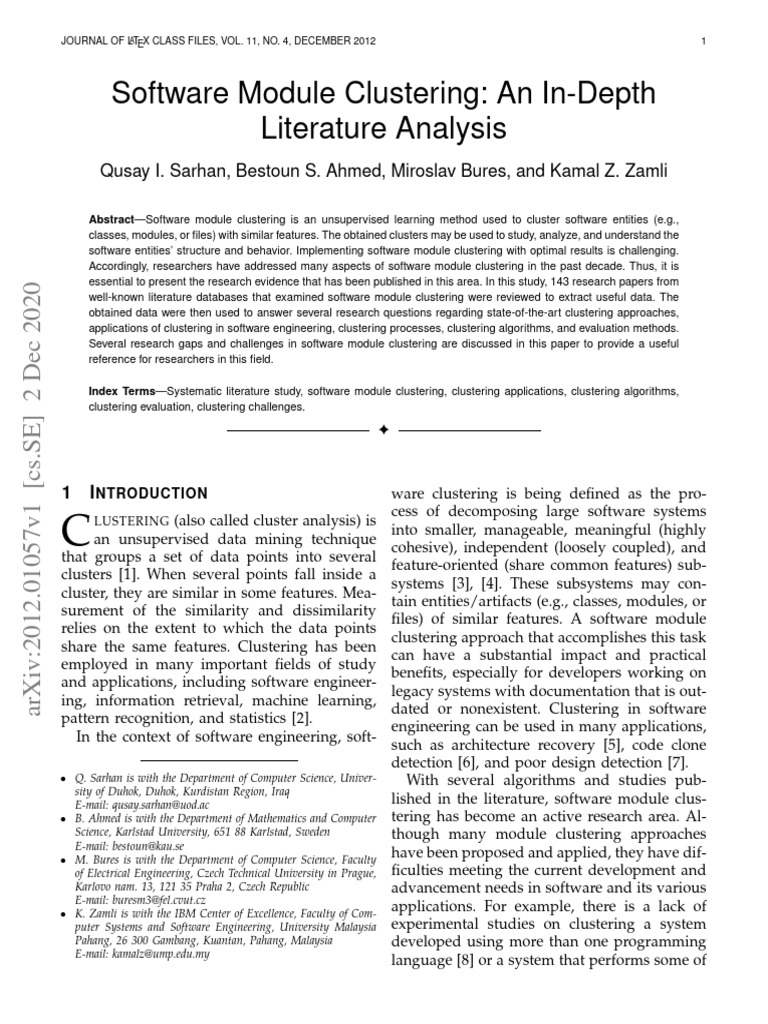 Software Module Clustering An in Depth L | PDF | Cluster Analysis | Software