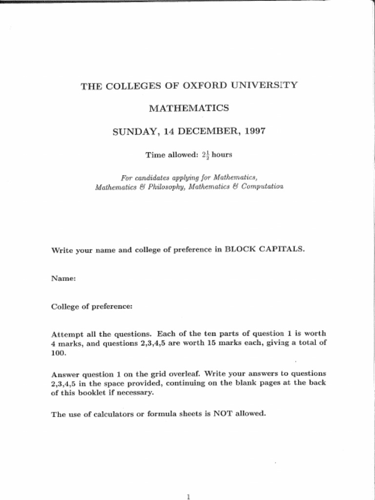 MAT 1997 Past Paper | PDF