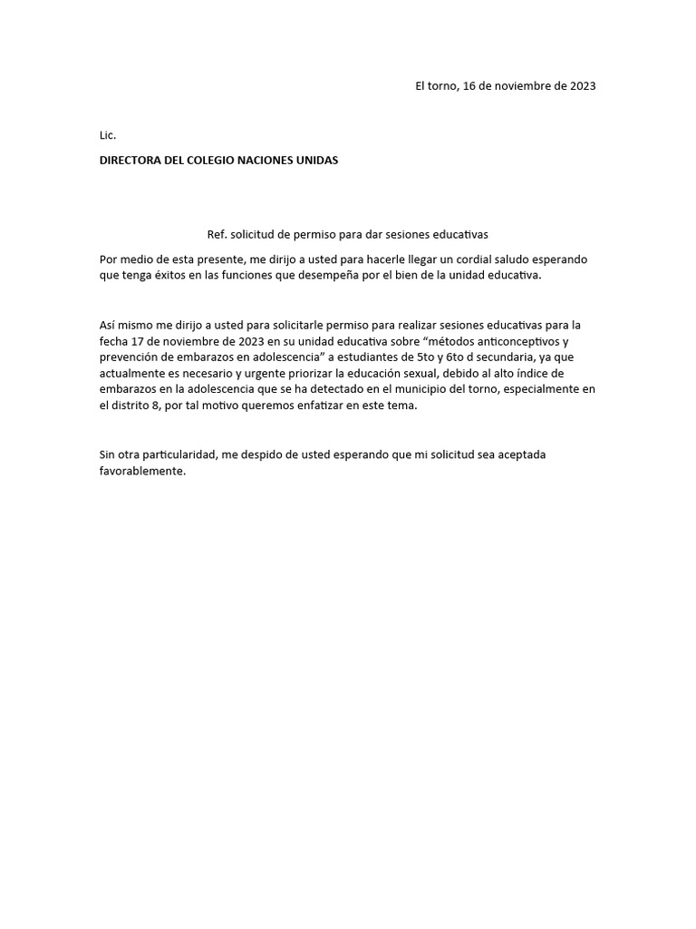 Solicitud de Charla Educativa | PDF