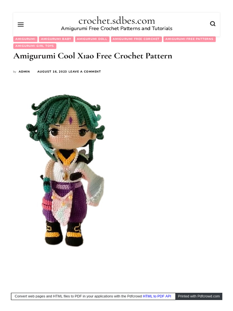 Free Amigurumi Xiao Crochet Pattern | PDF | Amigurumi | Html
