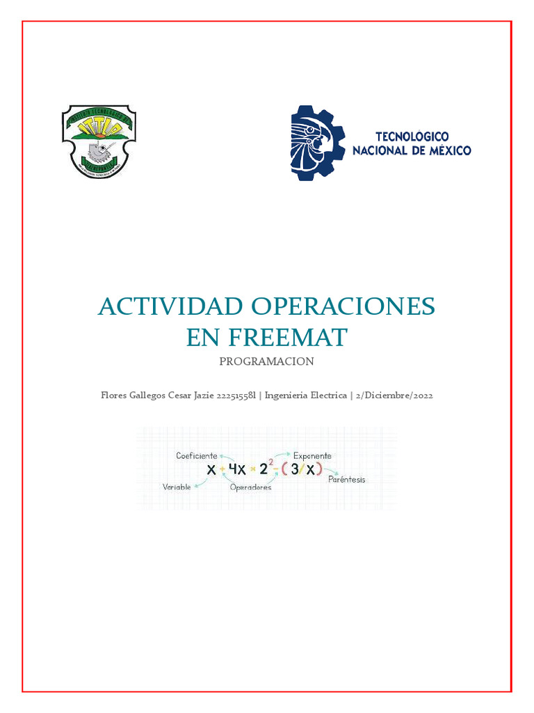 Actividad Operaciones en Freemat | PDF