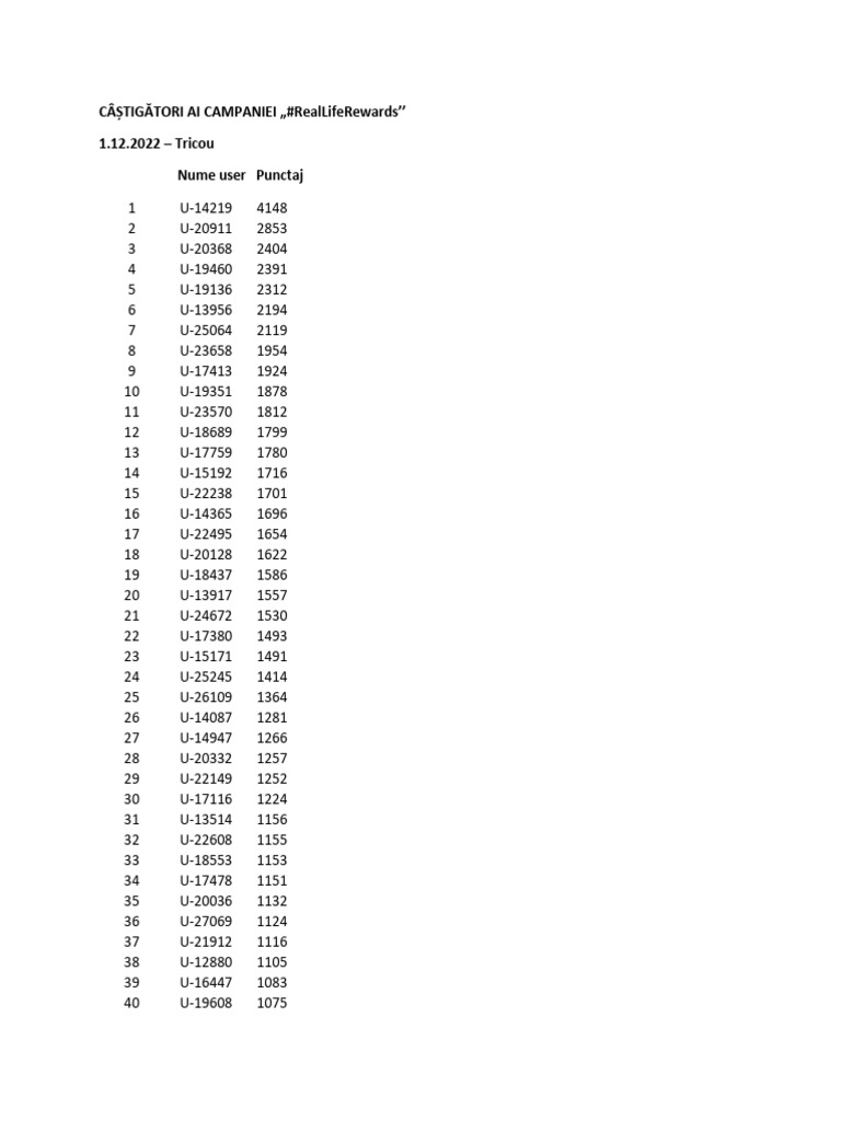 Castigatori #RealLifeRewards - 6 Dec | PDF