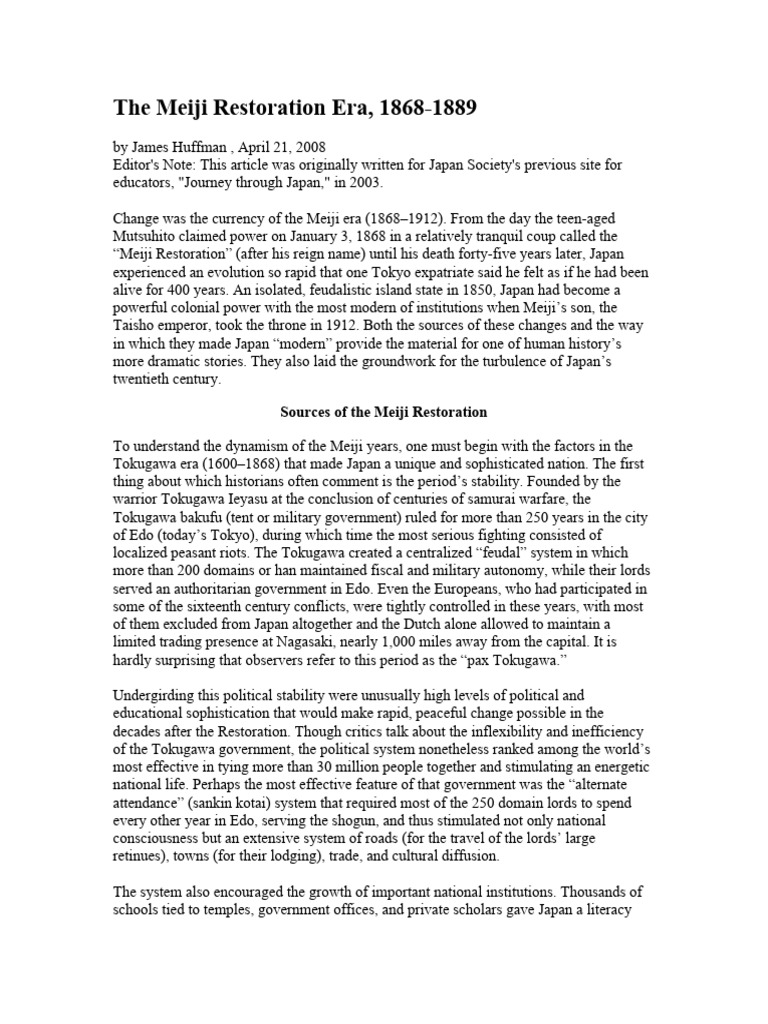 The Meiji Restoration Era | PDF | Japan