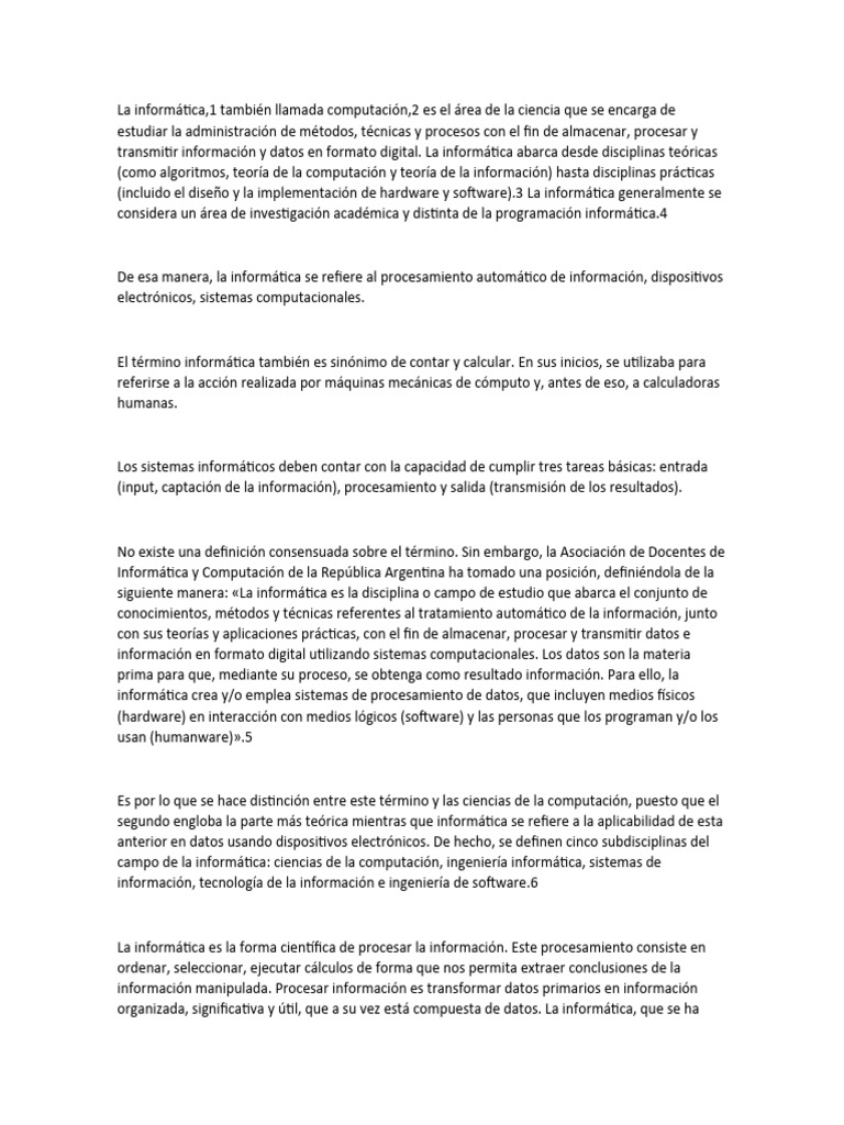 La Informática | PDF | Informática | Ciencias de la Computación