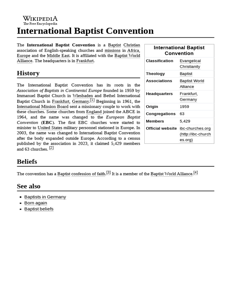 International Baptist Convention | PDF | Baptists | Western Christianity