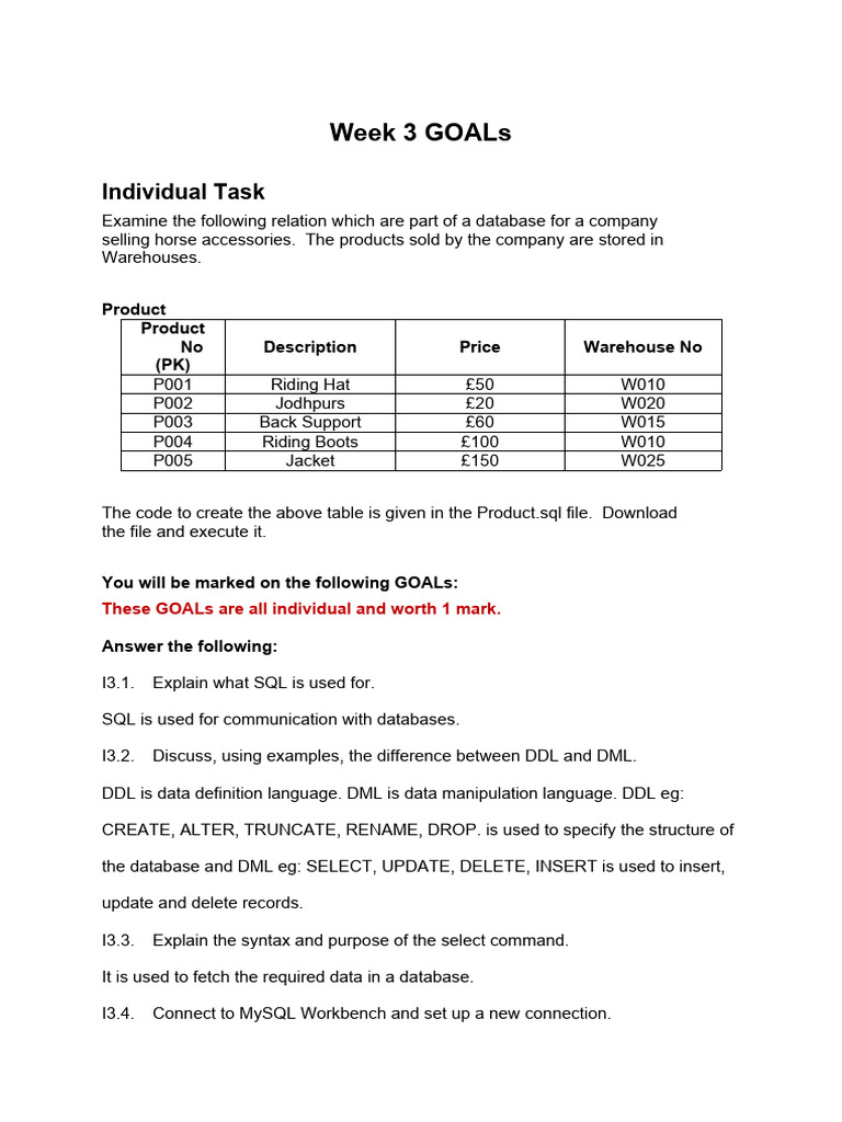 CST1340 - Week 3 - GOALs | PDF | Sql | Databases