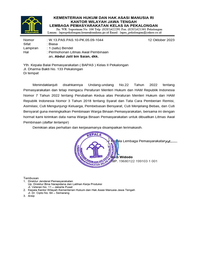 Permintaan Litmas Awal - 12 - 10 - 2023 | PDF