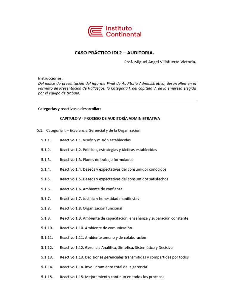 Auditoria - Caso Práctico Idl2 | PDF