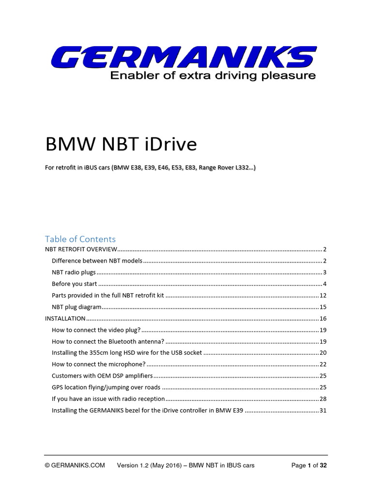 BMW NBT iDrive Retrofit Guide | PDF | Electrical Connector | Electronics