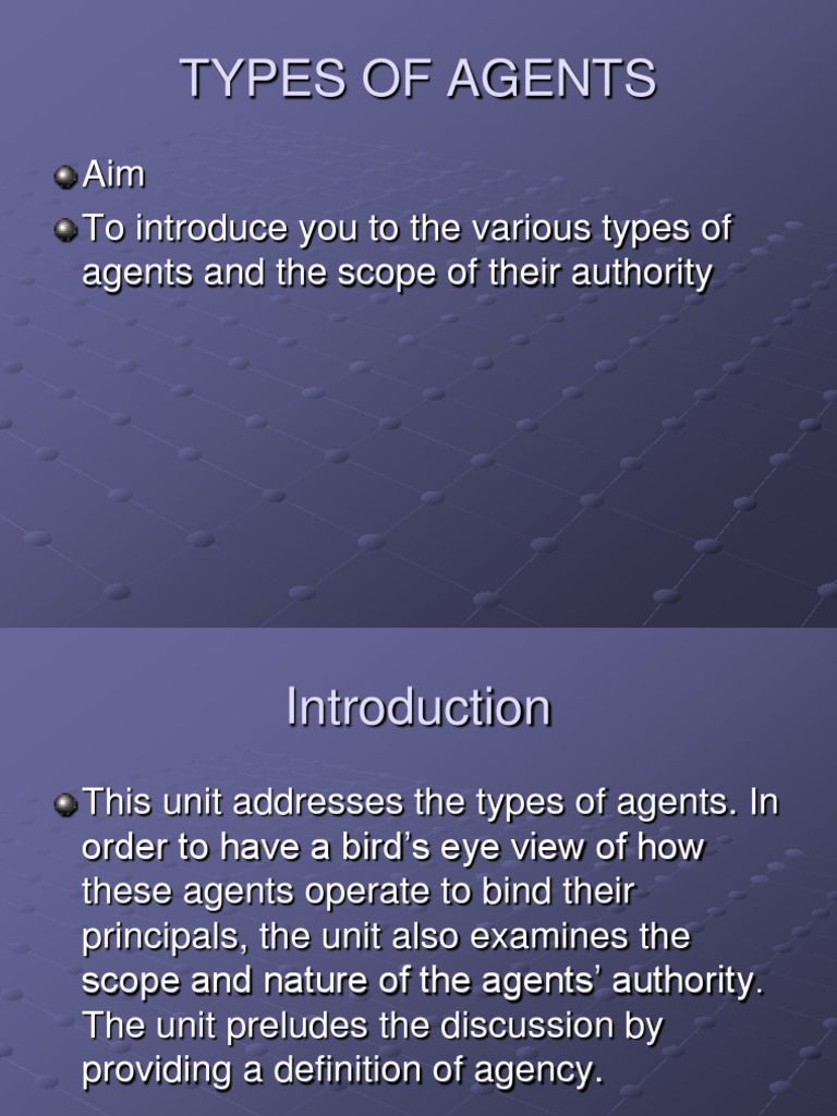 Types of Agents | PDF | Law Of Agency | Legal Concepts