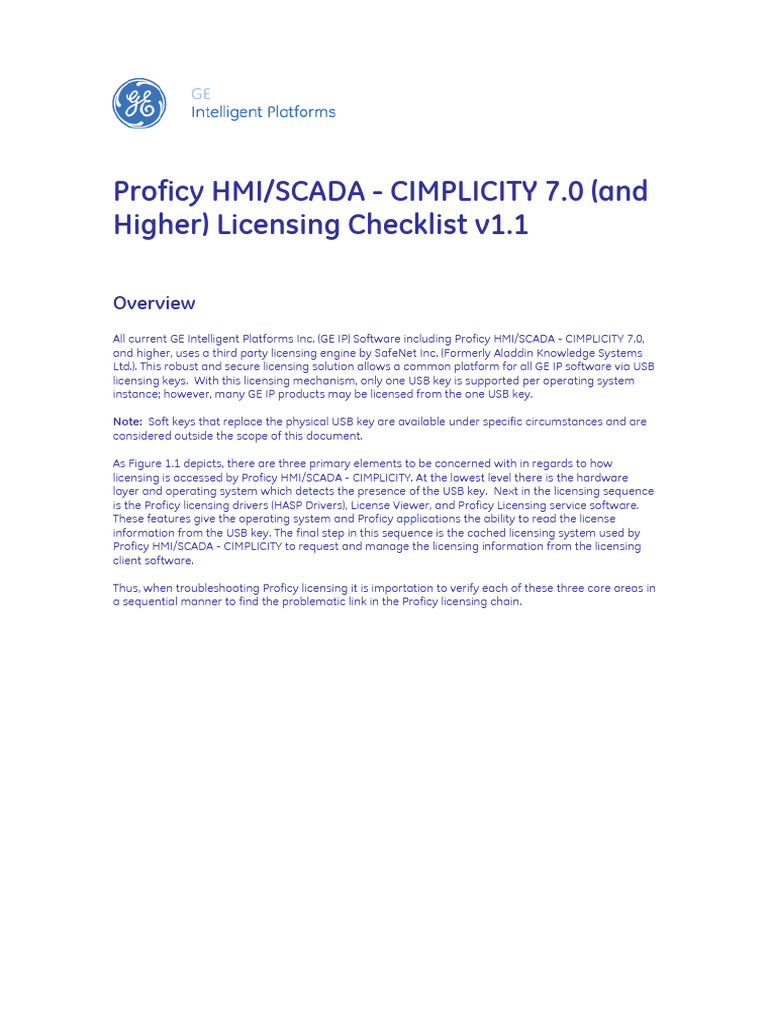 Proficy CIMPLICITY LG Checklist v1.1 | PDF | Usb | Installation (Computer Programs)