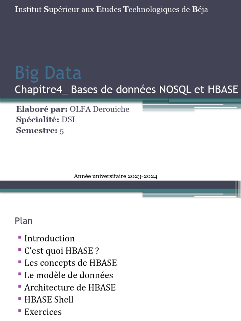 Chapitre4 HBASE | PDF | Apache Hadoop | Bases de données
