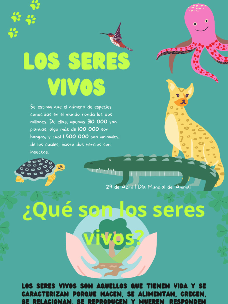 Cartel sobre los Seres Vivos para Niños | PDF