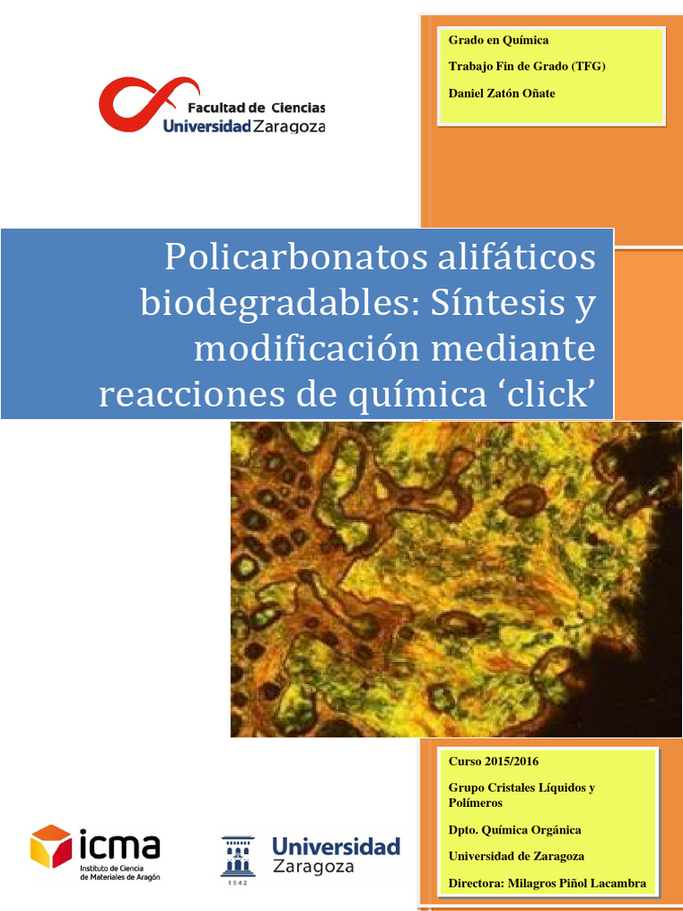 Policarbonatos Alifáticos Biodegradables: Síntesis y Modificación ...