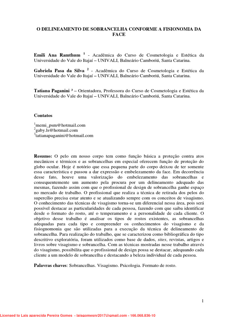 Fisionomia Da Face e Sobrancelhas | PDF | Pele | Anatomia