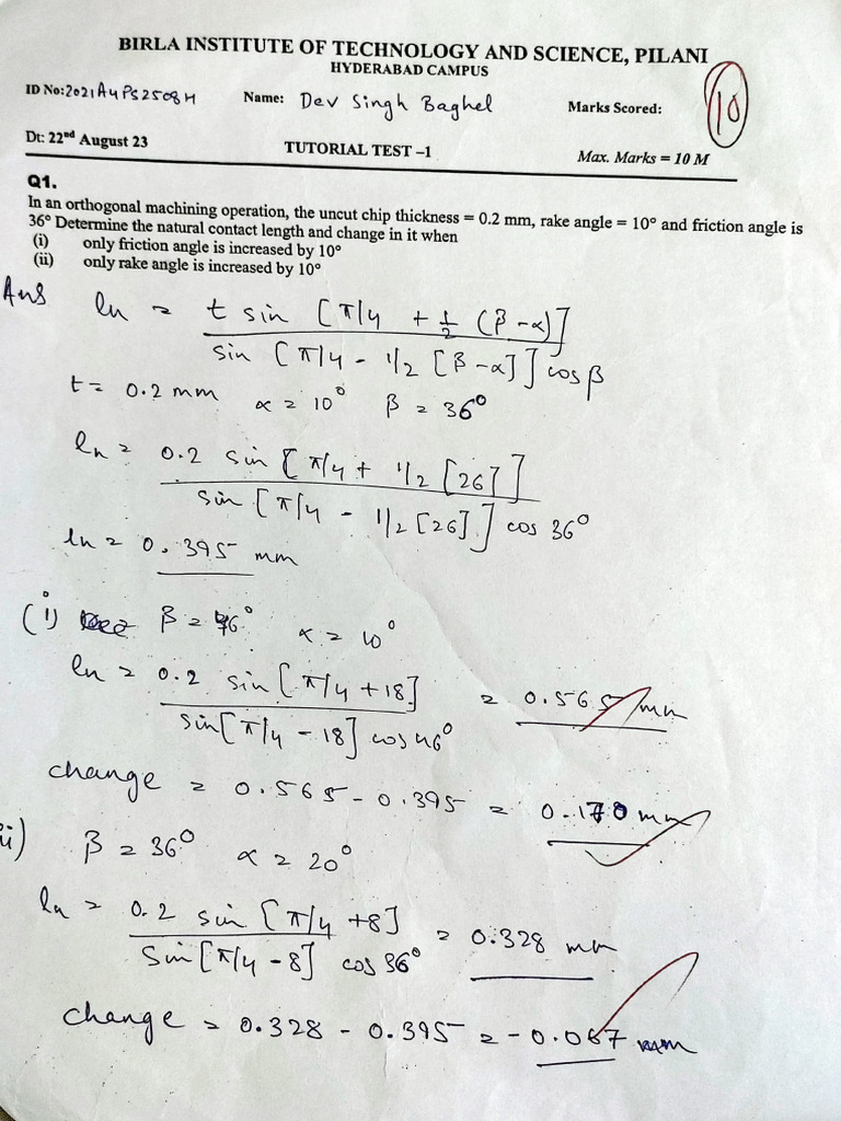 AMP Tut Soln | PDF | Machining | Electrical Resistivity And Conductivity