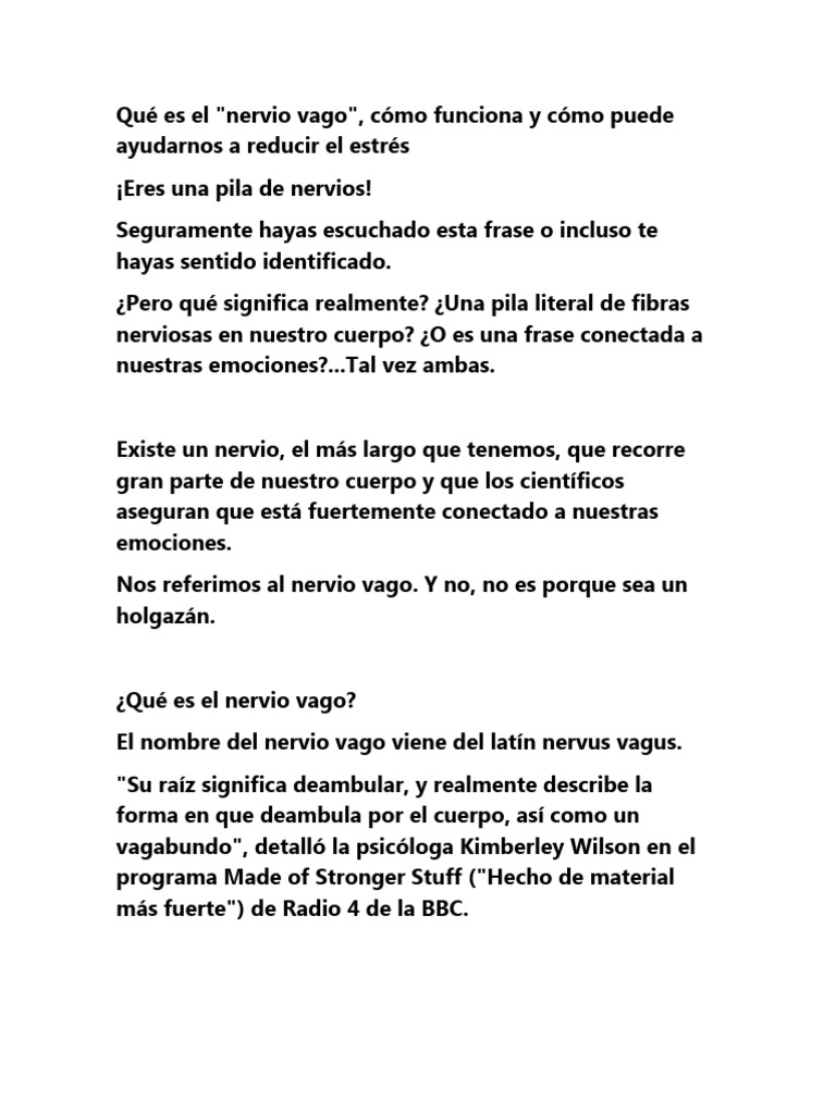 Qué Es El Nervio Vago | PDF | Nervio vago | Cerebro
