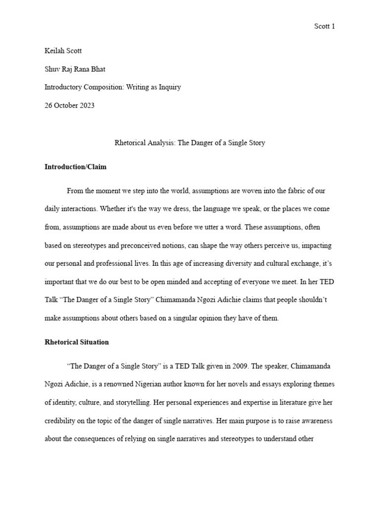Rhetorical Analysis - Keilah Scott-2 | PDF | Narrative | Rhetoric