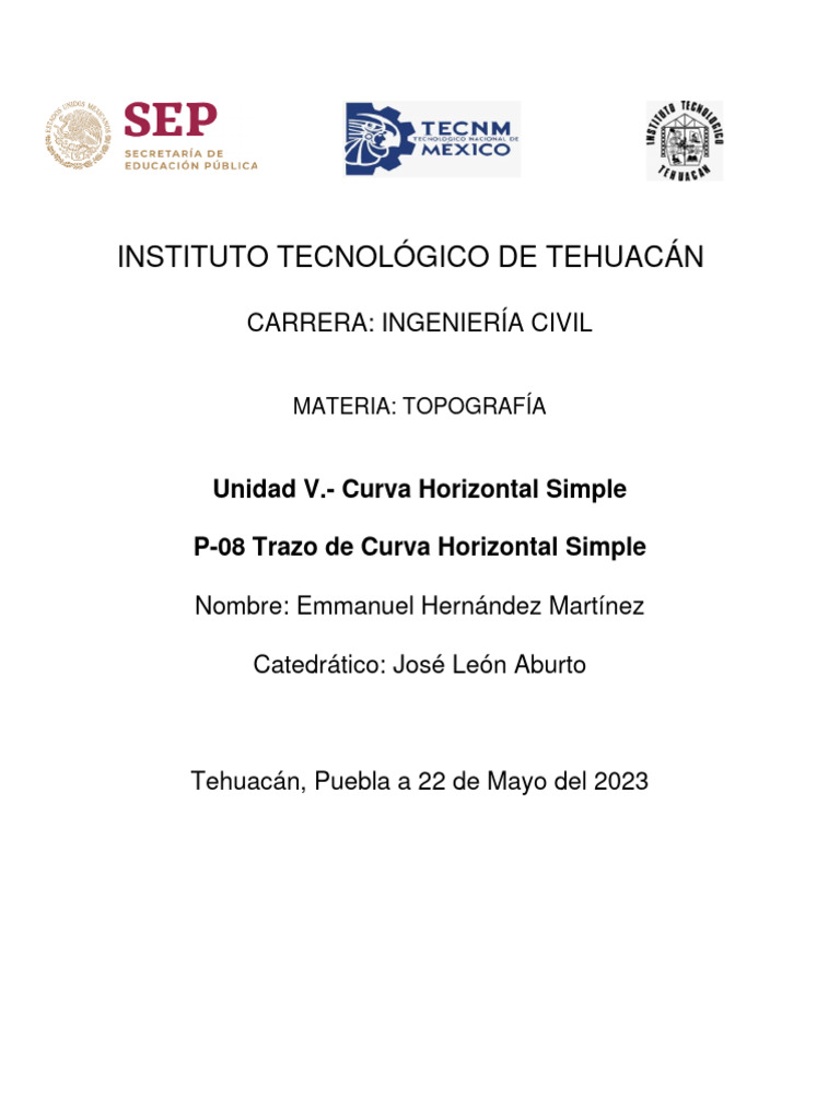 P-08 Trazo de Curva Horizontal Simple | PDF | Topografía | Curva