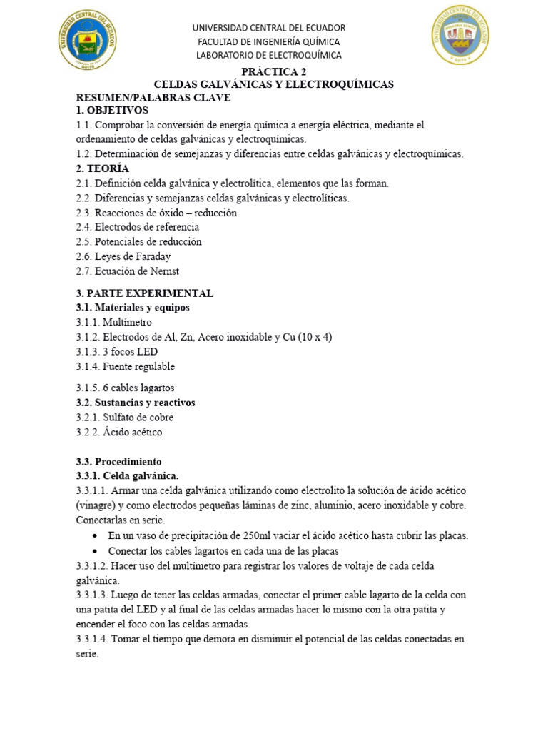 Práctica 2-P1 | PDF | Electroquímica | Electrodo