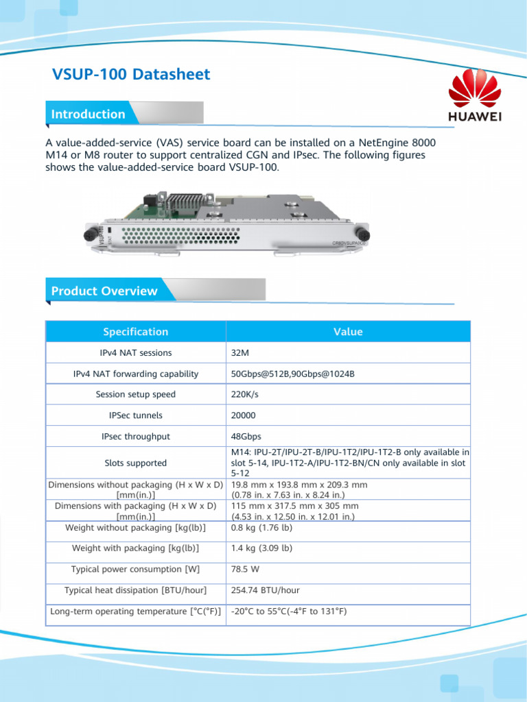 NetEngine 8000 M14 and M8 VSUP-100 Datasheet V1.0 | PDF | Computing ...