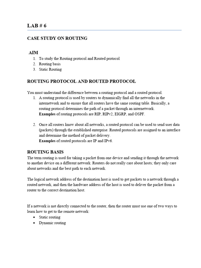 Lab 06 | PDF | Routing | Computer Network