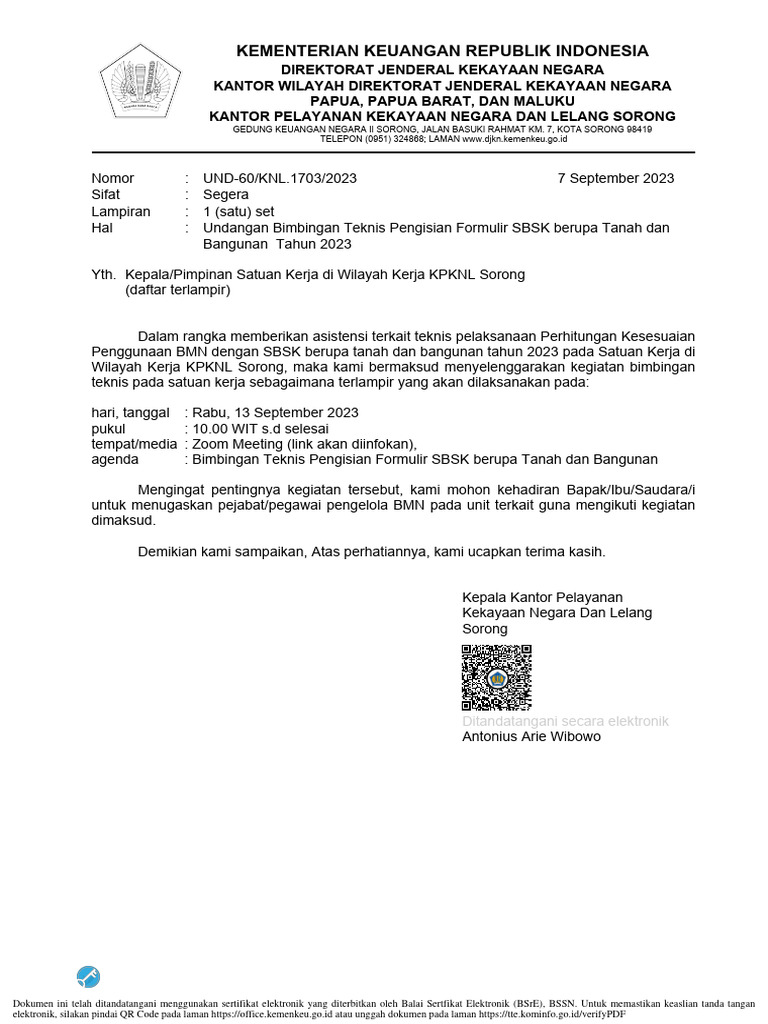 Undangan SBSK - 2023 | PDF