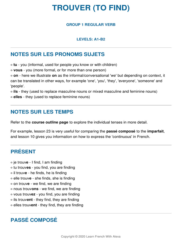 Trouver To Find 10 French Tenses | PDF | Language Families | Linguistic ...