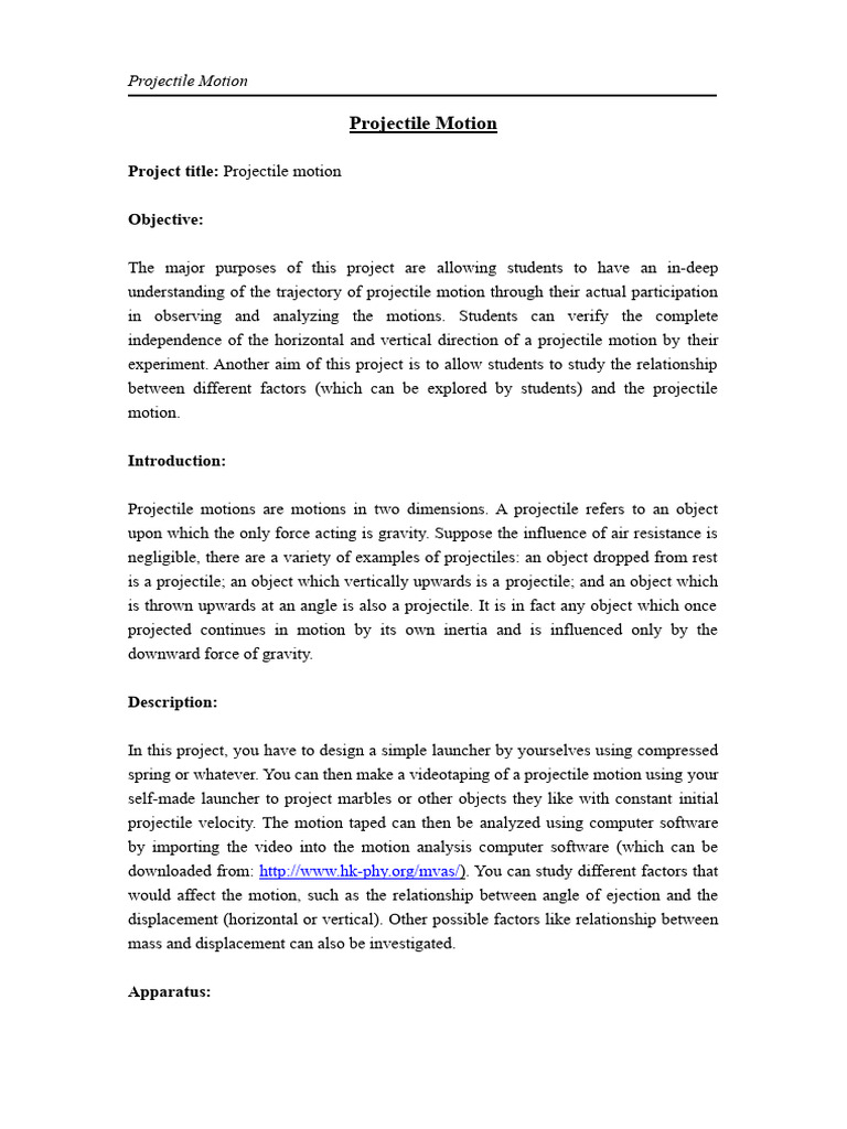 Projectile Motion (Student Version) | PDF | Projectiles | Physics