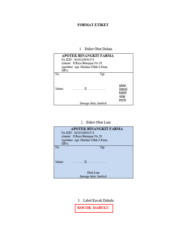 Form Etiket Kosong | PDF | Kesehatan Holistik