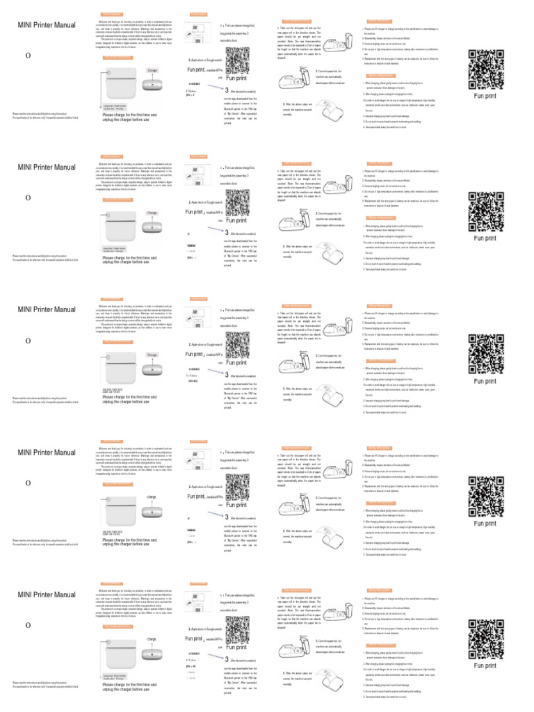 Fun Print Mini Printer User Manual | PDF | Battery Charger | Printer ...